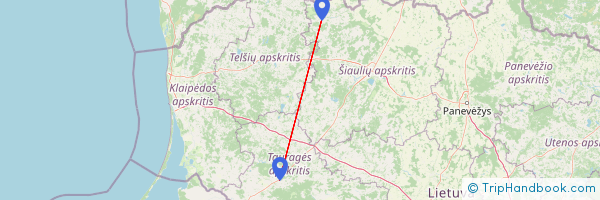 Akmenė - Tauragė atstumas | Zemelapis.lt
