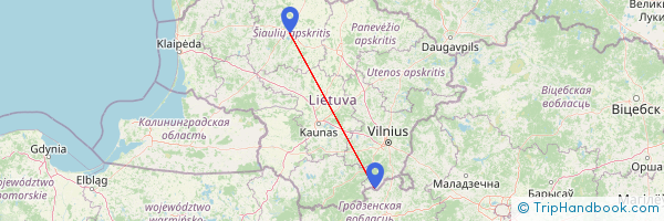 Eišiškės - Šiauliai atstumas | Zemelapis.lt