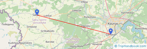Garliava - Šakiai atstumas | Zemelapis.lt