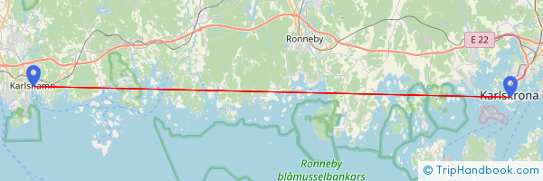 Karlshamnas - Karlskruna atstumas | Zemelapis.lt
