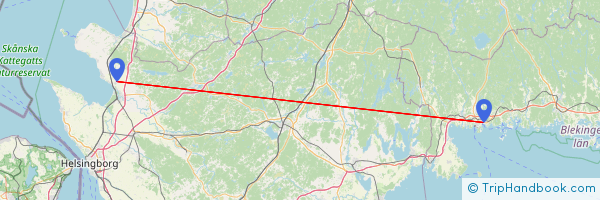Karlshamnas - Ängelholm-Helsingborg oro uostas atstumas | Zemelapis.lt