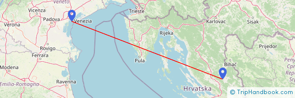 Kroatija - Venecija atstumas | Zemelapis.lt