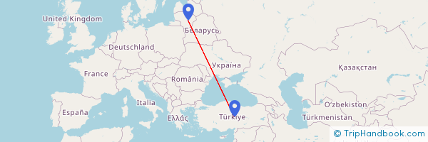 Lietuva - Turkija atstumas | Zemelapis.lt