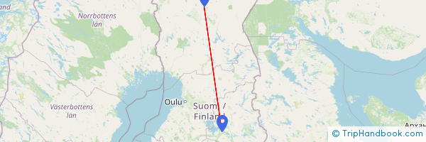 Sodankyla oro uostas - Kajanis atstumas | Zemelapis.lt