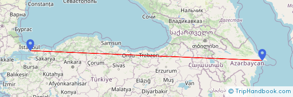 Stambulas - Baku atstumas | Zemelapis.lt