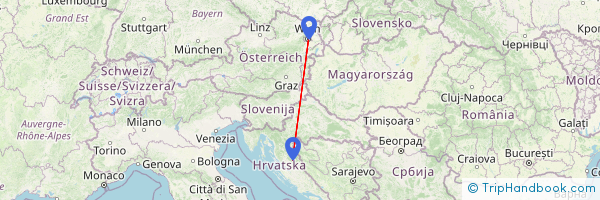 Viena - Kroatija atstumas | Zemelapis.lt