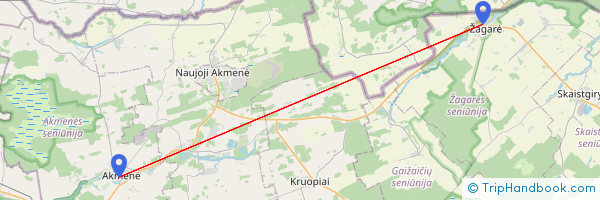 Žagarė - Akmenė atstumas | Zemelapis.lt